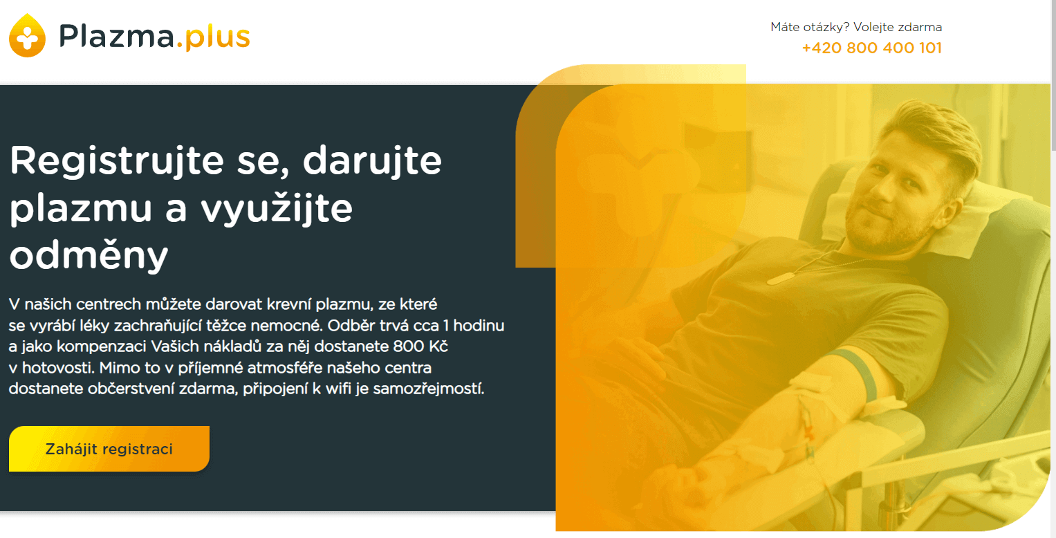 Plazma plus - odběr krevní plazmy - registrace